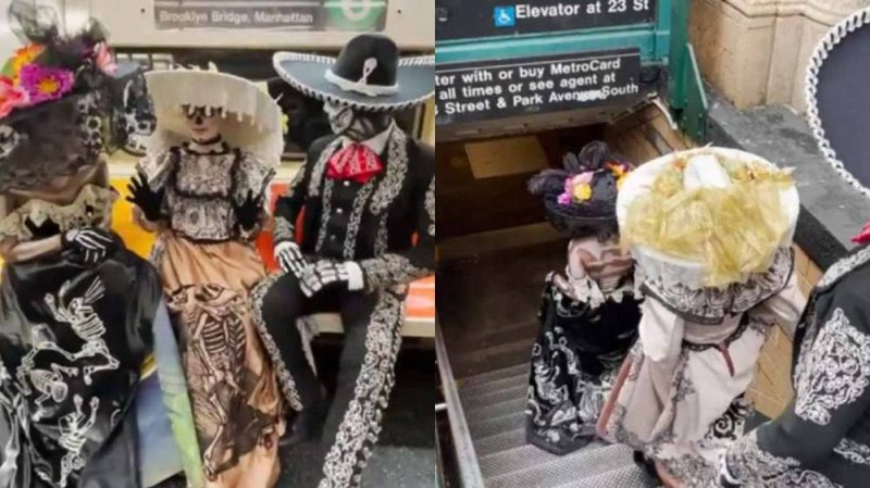 Catrinas se pasean por Nueva York y son toda una sensación